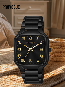 PROVOGUE 03 Square Designer Men Black Watch with Black Dial Gold Figure ...