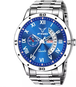 FNB FN-1108 Elegant Blue Dial Day And Date Functioning Watch Analog ...