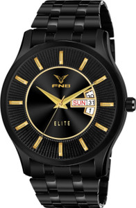 FNB FN-1132 Elegant Black Dial Day And Date Functioning Watch Analog ...