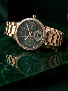 Titan NQ95058WM01 Titan Whimsy Multifunction Green Dial Rose Gold ...