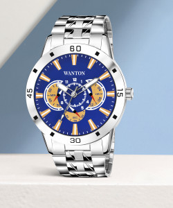 WANTON stainless steel chain shiny attractive Blue Chrono stylish dial ...
