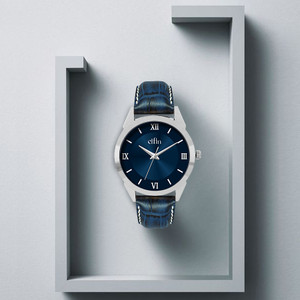 Elfin Elfin Men's Azure Blue Dial Watch with Mixed Roman Markers & Croc ...