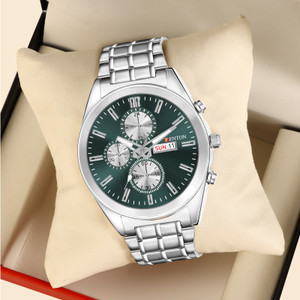 FENTON WATCHES Stainless Steel Men's Watch With Green Dial Analog Watch ...