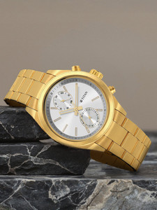 Titan 1733YM01 Titan ClaSSique Multifunction Silver Dial Golden SS ...