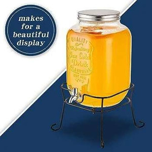 Sarsawal Glassware Beverage 5LTR Dispenser with Silver Tap and Black ...