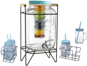 SPIRITUAL HOUSE 4Liter Glass tank wit 4 Sipper Jar On Stand Party ...