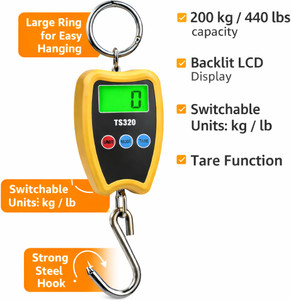 DR. SRADISH Digital Hanging Scale 200 Kg Capacity | Heavy Duty Portable ...