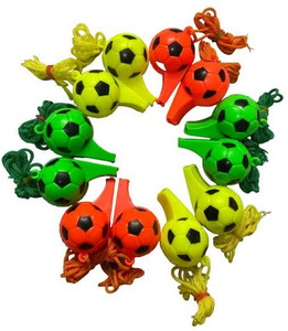 Cox 50 Football Shape Plastic Premium Whistle for All Age Group (Pack ...