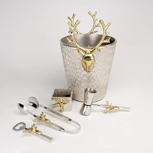 casagold Stag Head Wine Cooler/Ice Bucket - Silver & Gold, Counter Top ...