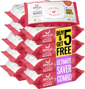 MYLO Baby Gentle Baby Wipes with 98% Pure Water, Organic Coconut Oil ...