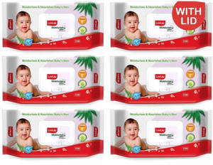 LuvLap Baby Moisturising Wipes with Aloe Vera,72 Wipes/pack, with lid ...