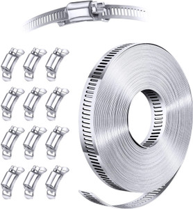ZITRONIX 32.8ft Stainless Steel Hose Clamp Roll Adjustable Fit Worm ...