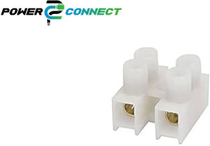 POWER CONNECT 2 Way Terminal Strip Screw Terminal Barrier Block White ...