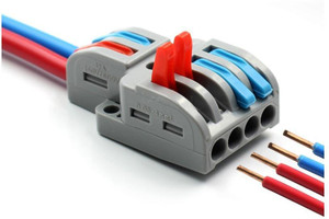 Onneybrothers 1 Pcs Lock Push-in Connector 2 inputs 4 outputs Wires ...