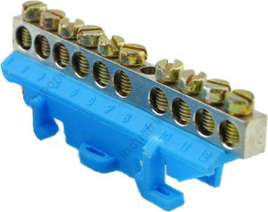 STERLECT 13-WAY NEUTRAL-LINK Wire Connection Screw Terminal Strip Brass ...