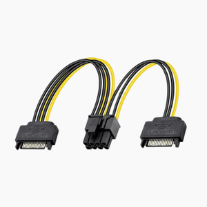 Paruht PCI Express 8 Pin (6+2) to Dual 15-Pin SATA Power Male Y ...