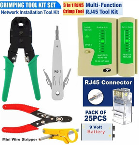 BALRAMA Combo Crimping Tool + Network LAN Cable Tester + RJ 45 ...
