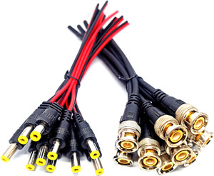 TAAPSEE (10pack) 5 Pcs BNC Cable (Black) and 5 Pcs DC Power Male (Red ...