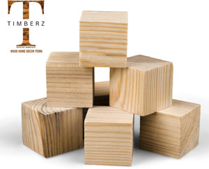 Timberz Pinewood block Cubes for DIY Projects, Wooden Square Blocks for ...