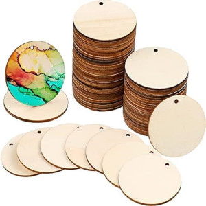 JDN WORLD Round Wooden 50 pcs Pine MDF Cutouts for Key Chain,Slices ...