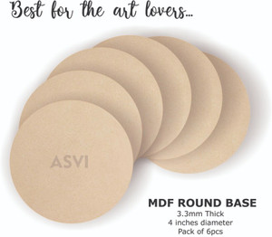 Asvi 4 Inch Round Shape 3.3mm MDF Board Base for Art, Craft and ...