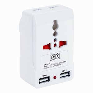 MX Dual Usb charger with Universal Socket to 3 Pin Indian Plug ...