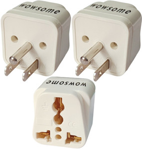 WOWSOME 3 Pcs. 10A 250V 3 Pin Universal Travel Adapter for India to USA ...