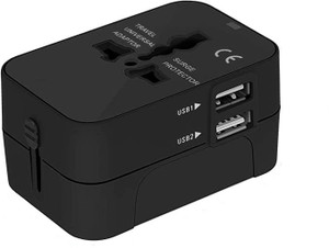 BTS Universal Travel Socket, International Adapter with Two USB Ports ...