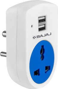 BAJAJ 11008 6A 3 PIN UNIVERSAL ADAPTOR WITH 2 USB Three Pin Plug Price ...