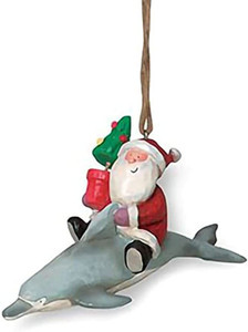 Cape Shore Jolly Santa Riding Dolphin Christmas Holiday Ornament ...