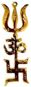 RATI HANDICRAFTS Trishakti Yantra Swastik Om and Trishul Original Bras ...