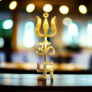 BRAJSTORE Vastu/Feng Shui /Trishakti (Swastik Om Trishul Symbol) Golden ...