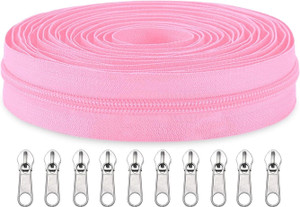 VishwaGlobal Zipper Roll (Number : 5) 5 Meter Light Pink with 10 Zip ...
