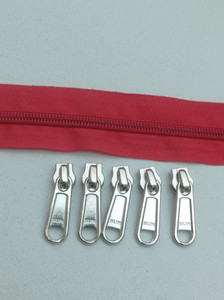 Togline ZIP NO. 5 ,5 MTR RED ZIP AND 5 STAINLESS STEEL RUNNER Red Nylon ...