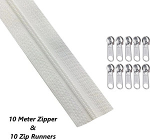 Ghar Sajaawat 10 Meter White Nylon Zipper Size 1 Inch / 25 MM with 10 ...